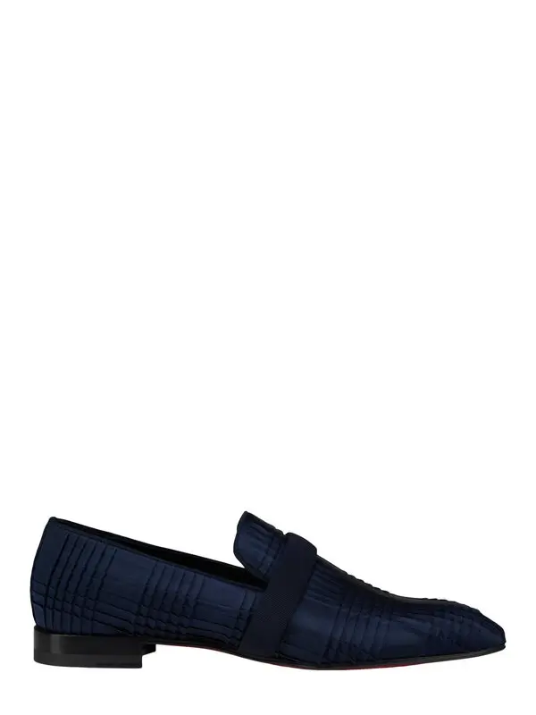 CHRISTIAN LOUBOUTIN Dandydeco Satin Tartan Loafers - Navy