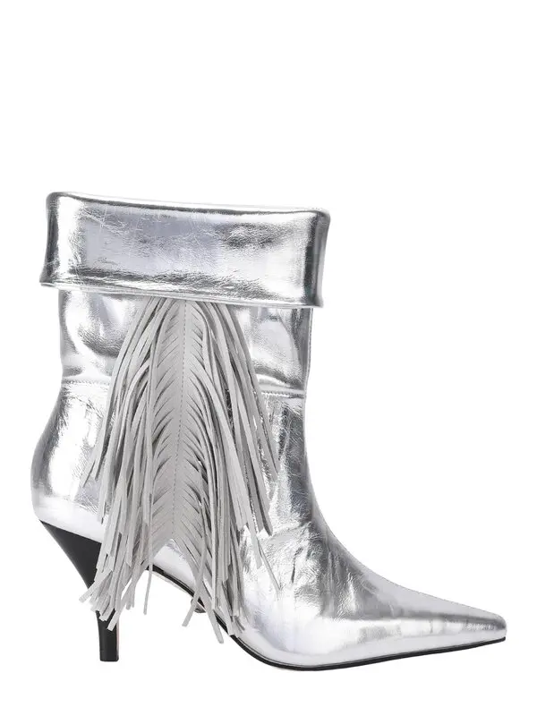 Kurt Geiger Metallic Leather Piccadilly Slouch Boots - Silver