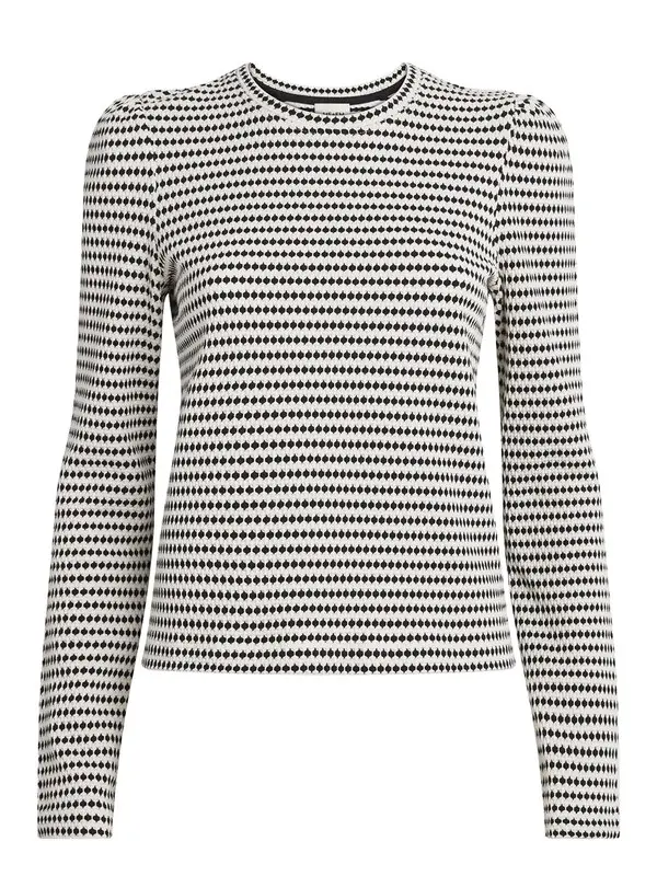 ME+EM Long-sleeve Jacquard Top - Beige