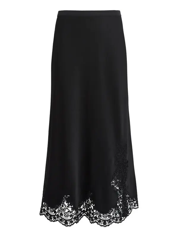 ME+EM Satin Lace-trim Maxi Skirt - Black