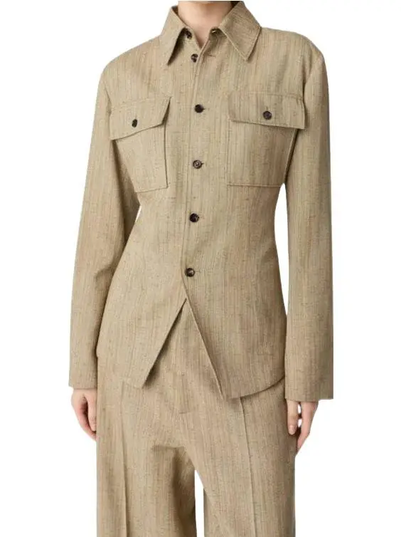 Bottega Veneta Viscose Silk Shirt Jacket - Algae