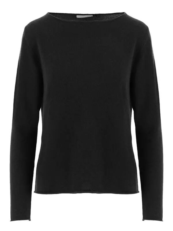 ALLUDE Long-sleeved Pullover Sweater - Black