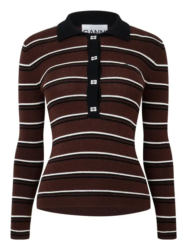GANNI Merino Polo - Black