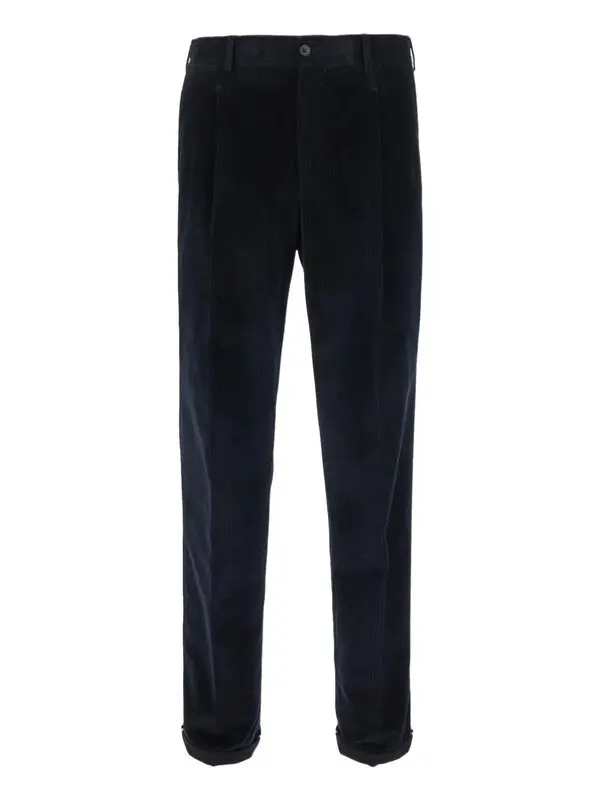 PT TORINO Corduroy Pleated Straight Leg Trousers - Blue