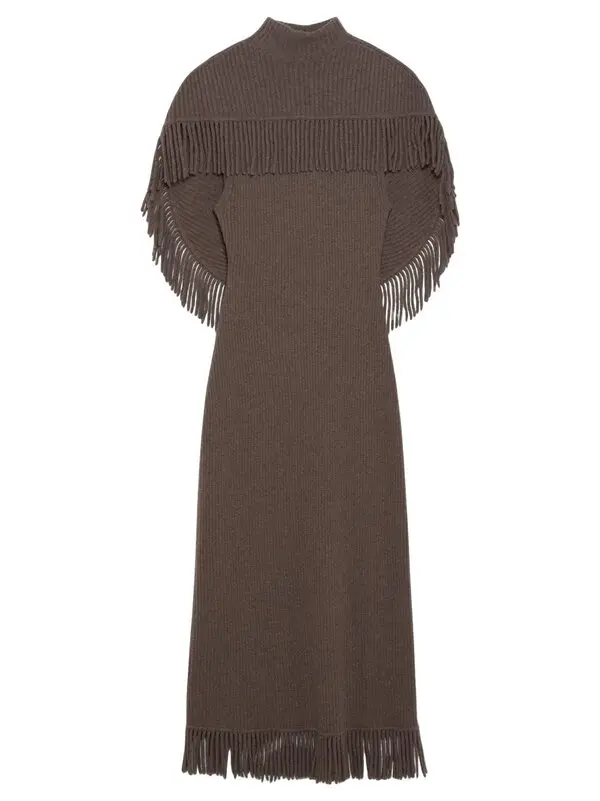 Simkhai Wool-cashmere Fringe Midi Sweater Dress - Brown