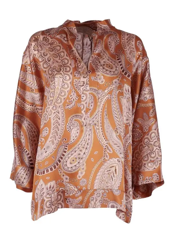 Antonelli Firenze Paisley-print Silk Blouse - Orange