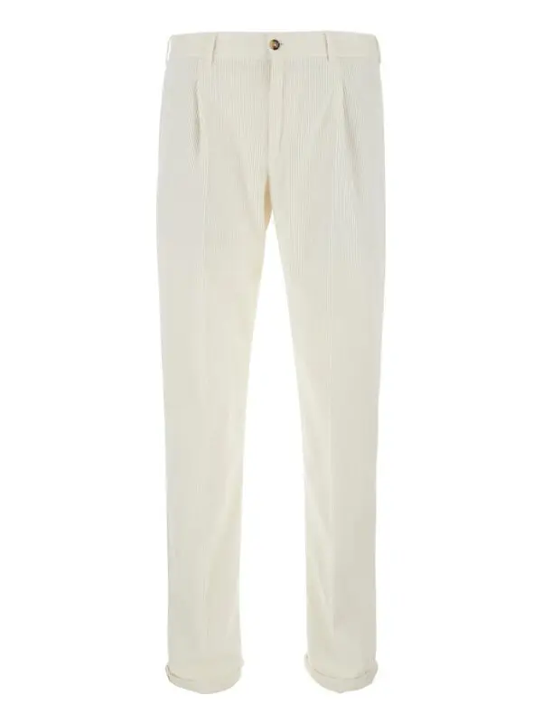 PT TORINO Pleated Straight Leg Pants - White