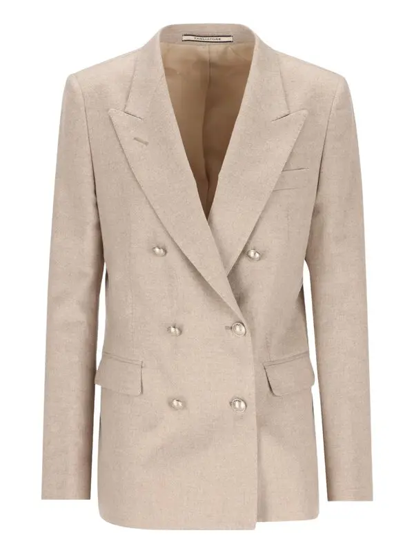 Tagliatore Double-breasted Peak Lapel Blazer - Nude