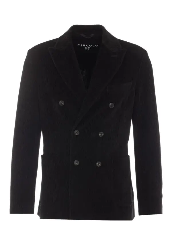 CIRCOLO 1901 Long-sleeve Double-breasted Blazer - Black