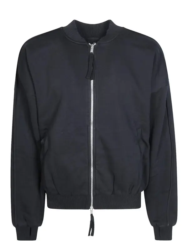 THOM KROM Cropped Bomber Sweat Jacket - Black
