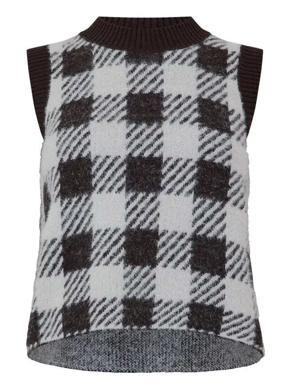 Barbour Gingham Knit Waistcoat - Gray