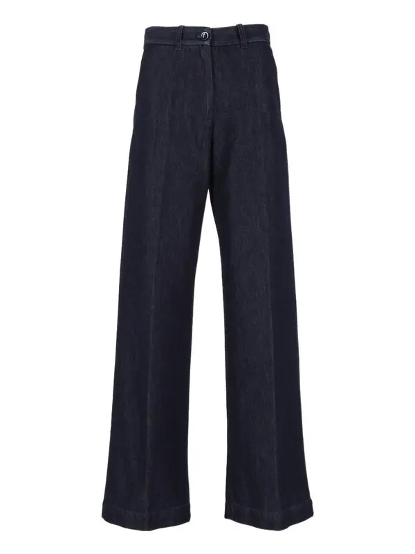 NINE:INTHE:MORNING Wide Leg Belt-loop Jeans - Blue