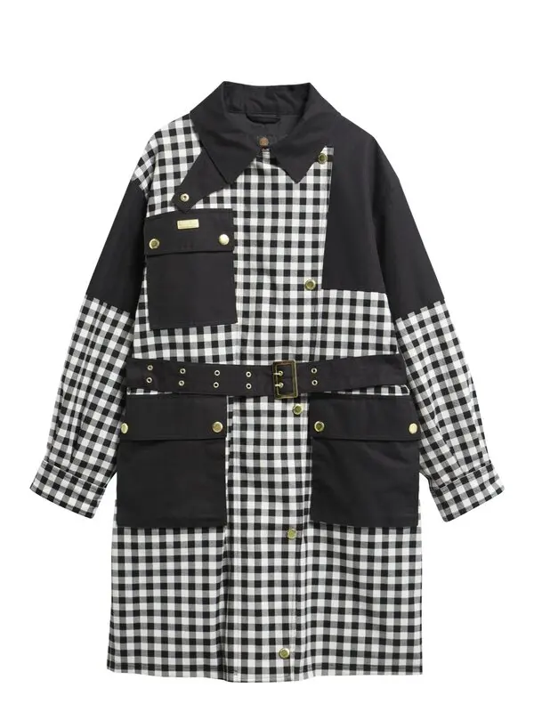 Barbour Gingham Spliced Belted Coat - Black