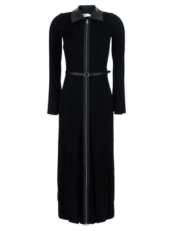 Simkhai Long Sleeved Zip-up Belted Dress - Black