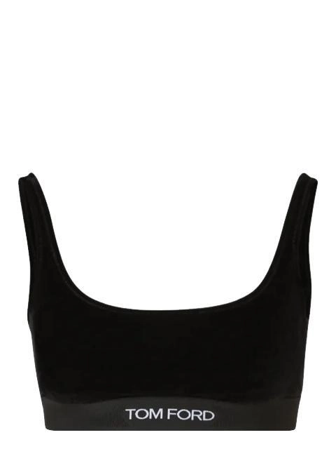 TOM FORD Stretch Lustrous Velour Signature Bralette - Black