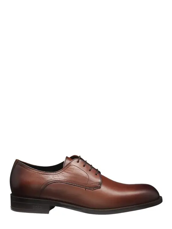 Hugo Boss Double Stitched Leather Derby Shoes - Brown