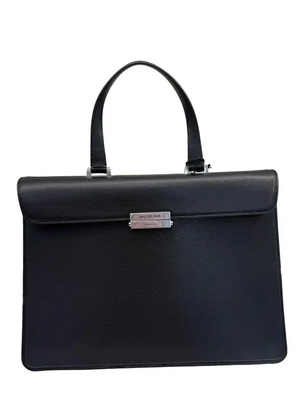 Balenciaga Logo Plaque Top Handle Bag - Black
