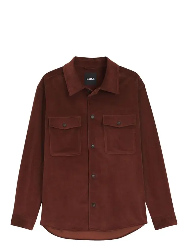 BOSS Relaxed-fit Overshirt In Stretch Corduroy - Brown