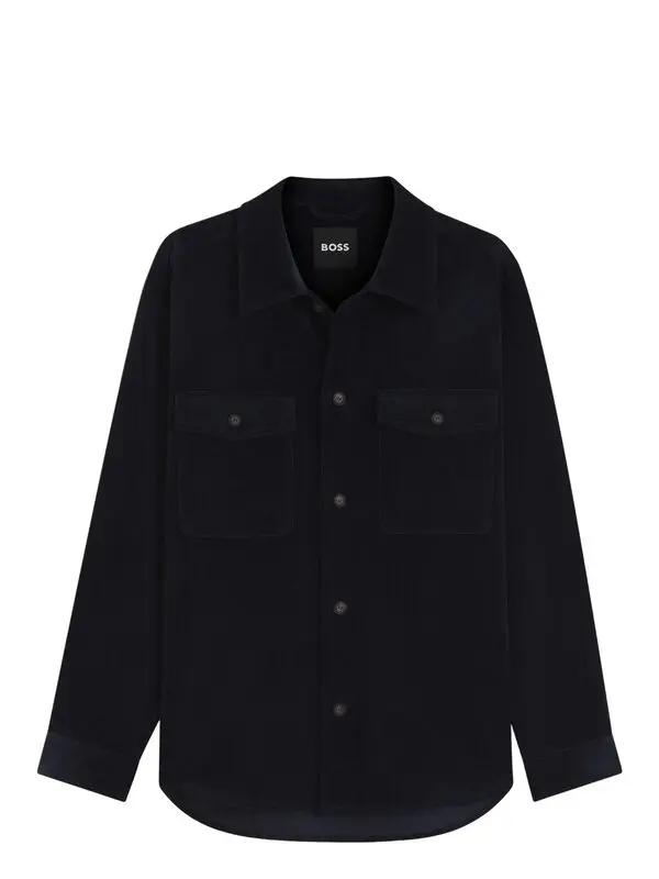 BOSS Relaxed-fit Overshirt In Stretch Corduroy - Dark Blue