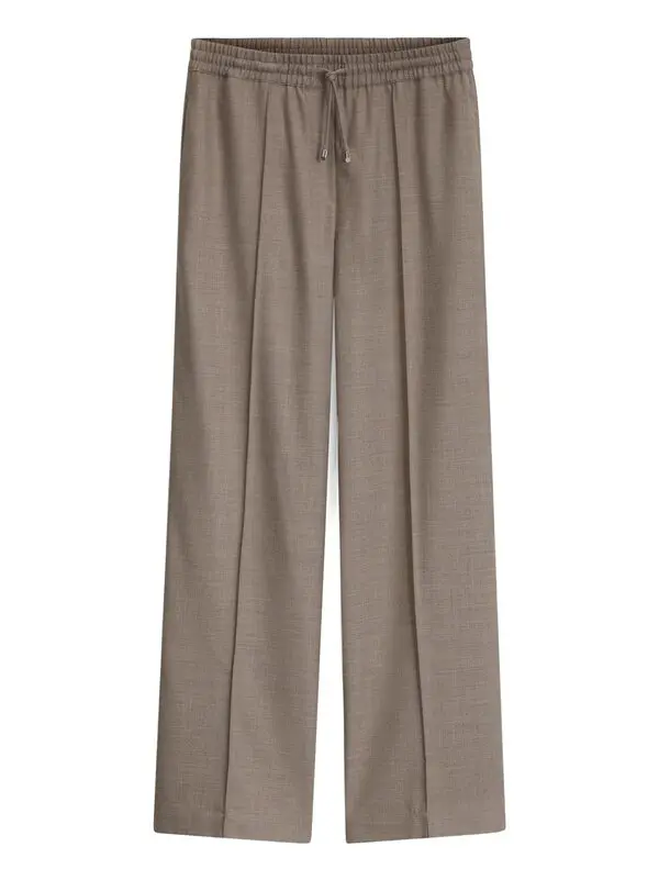BOSS Flannel Drawstring Straight-fit Pants - Beige