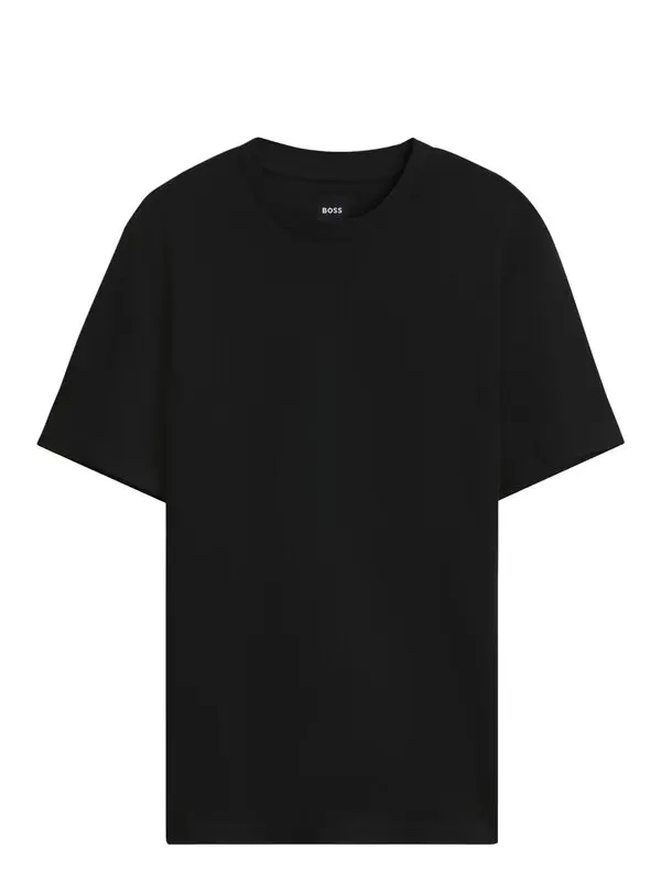 BOSS Corduroy-jacquard T-shirt In Mercerized Cotton - Black