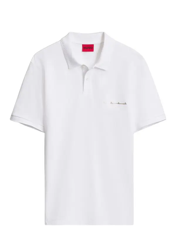 Hugo Cotton Piqué Polo Shirt With Logo Detail - White