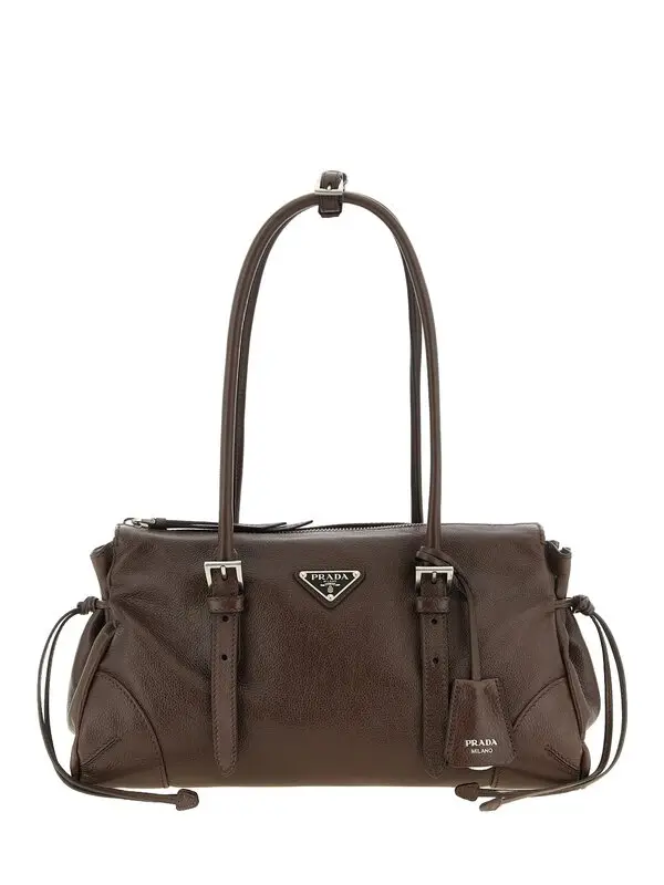 Prada Leather Karin Shopping Bag - Brown