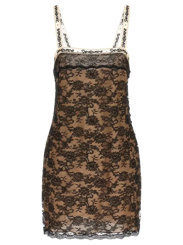 Saint Laurent Lace Slip Dress - Black