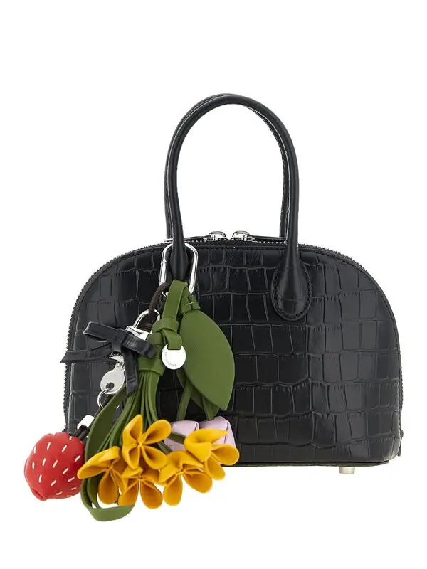 SELF-PORTRAIT Croc Leather Mini Toast Handbag - Black