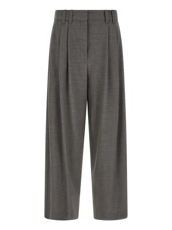 Brunello Cucinelli Pleated Virgin Wool Blend Trousers - Gray