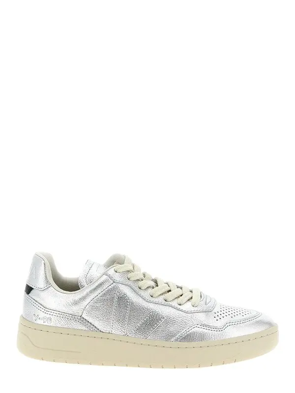VEJA V-90 Leather Sneakers - Silver