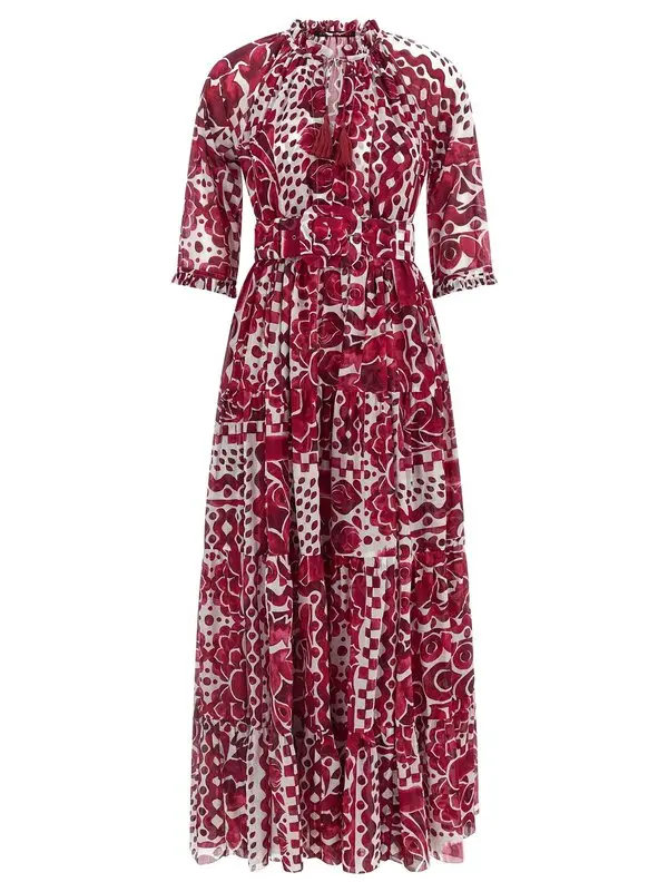 Samantha Sung Eden Printed Cotton Dress - Fuchsia
