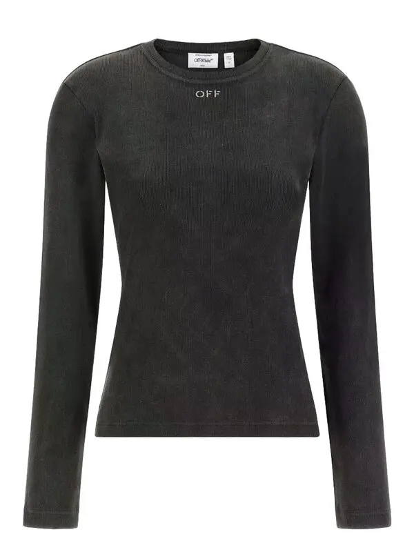 Off-White Off Stamp Ribbed Cotton T-shirt - Black