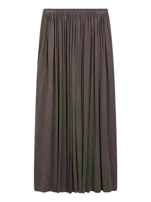 Max Mara Long Pleated Skirt In Lightweight Jersey - Brown