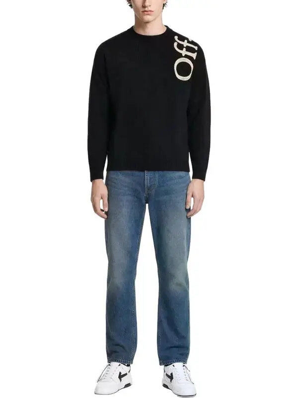 Off-White Logo-embroidered Wool Sweater - Black