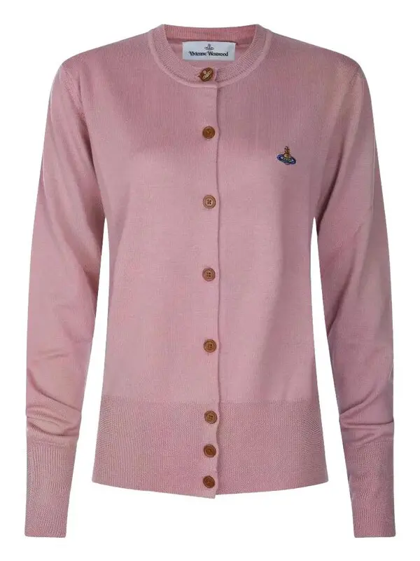 VIVIENNE WESTWOOD Orb-embroidered Button-front Cardigan - Pink