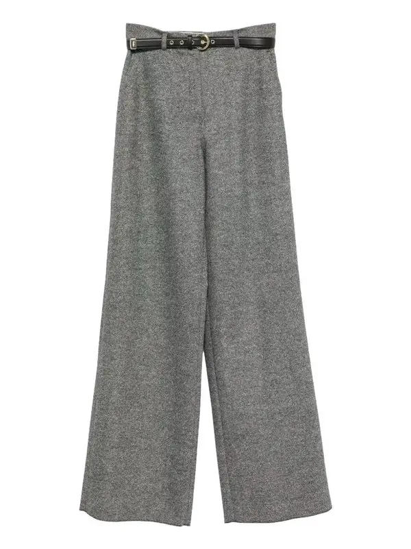 Max Mara Belted Wool Trousers - Grey