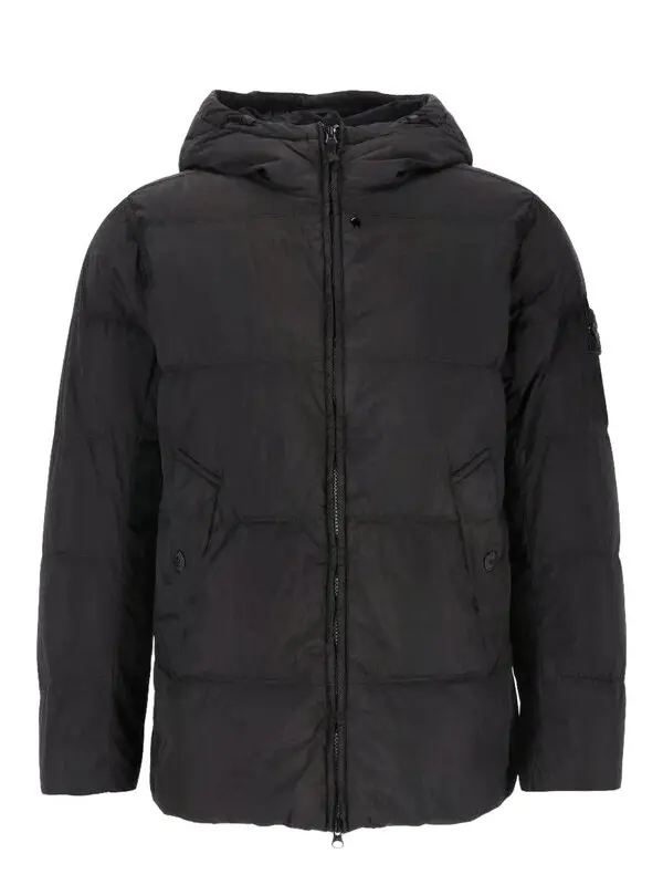 Stone Island Crinkle Reps Ny Wind-resistant Down Jacket - Black
