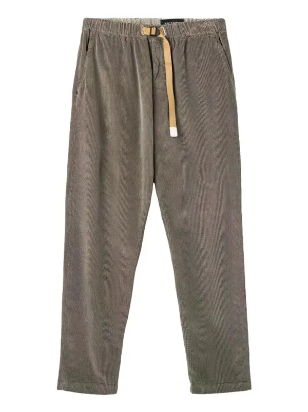 WHITE SAND Belted Corduroy Trousers - Grey