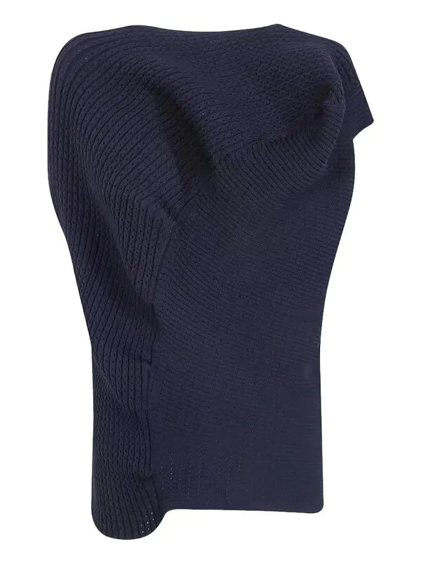 Issey Miyake Asymmetric Ribbed-knit Top - Black