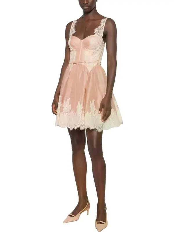 Zimmermann Lace-trim Panelled Mini Dress - Pink