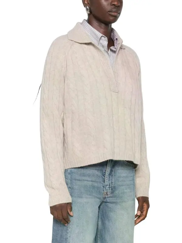 KUJTEN Cable-knit Polo Sweater - Neutrals