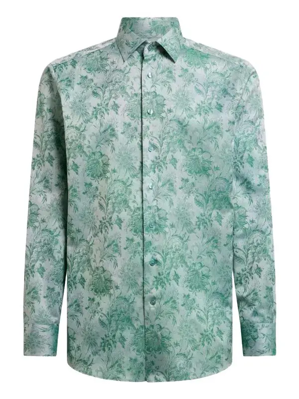 Etro Floral Cotton-jacquard Shirt - Green
