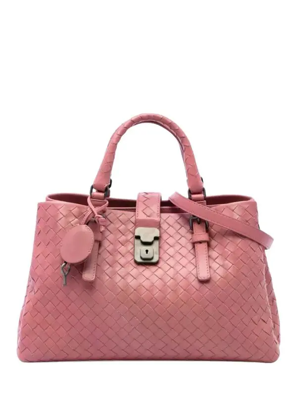 Bottega Veneta Nappa Intrecciato Roma Satchel - Pink