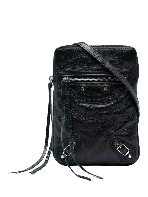 Balenciaga Motocross Classic Phone Holder Cross Body Bag - Black