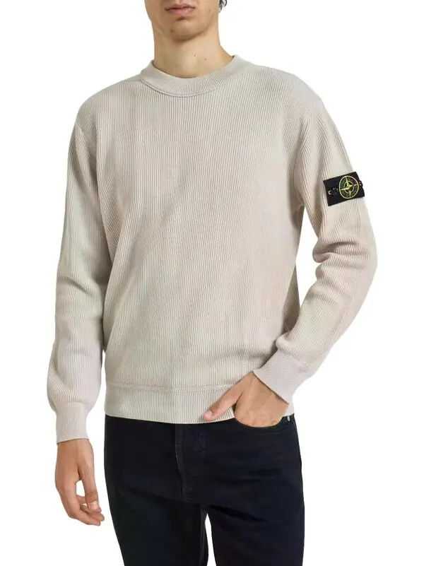 Stone Island Logo-patch Ribbed Pullover - Neutrals