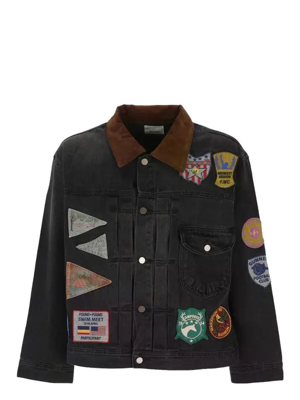 FOUND Patch-detail Corduroy-collar Jacket - Black