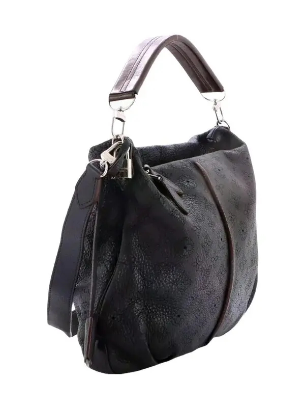 LOUIS VUITTON Selene Handbag Mahina Leather Pm Hobo Bag - Black