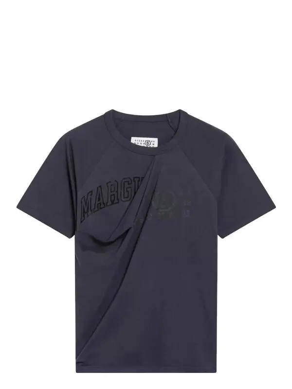 MAISON MARGIELA Draped Logo-print T-shirt - Blue