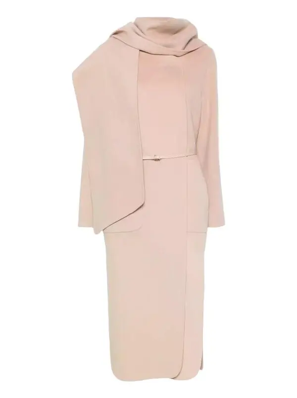 LUISA CERANO Belted Scarf-detail Overcoat - Neutrals